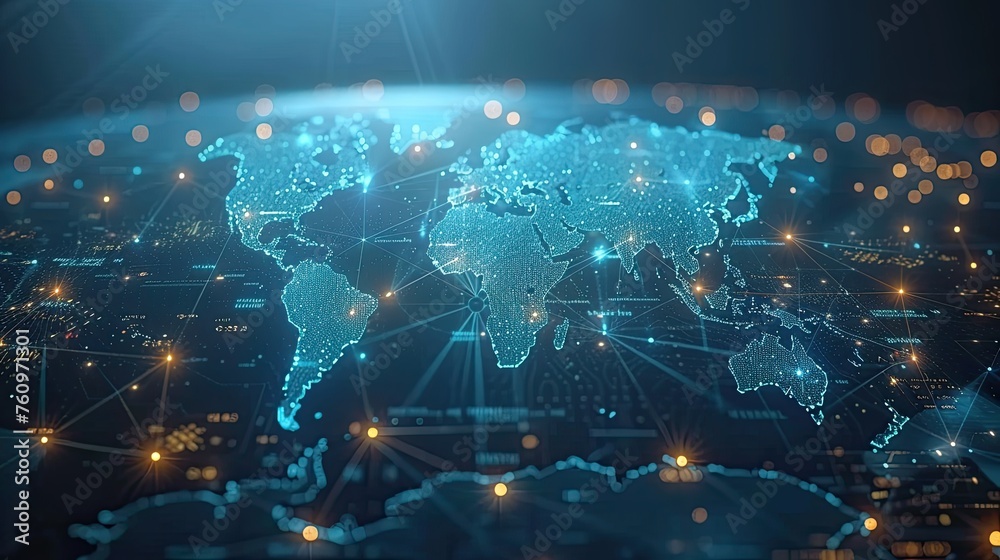world map future network global digital map hi tech business big data technology Stock Photo ...