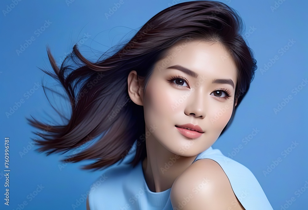 Beautiful short hair asian woman model with natural makeup Stock Photo ...