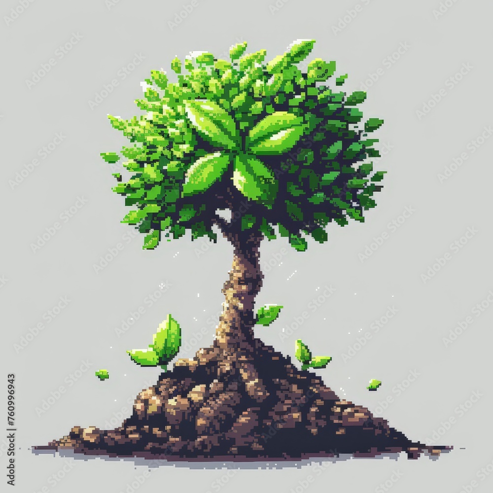 Pixel Art of symbol eco plant, growth ecology Stock Illustration ...