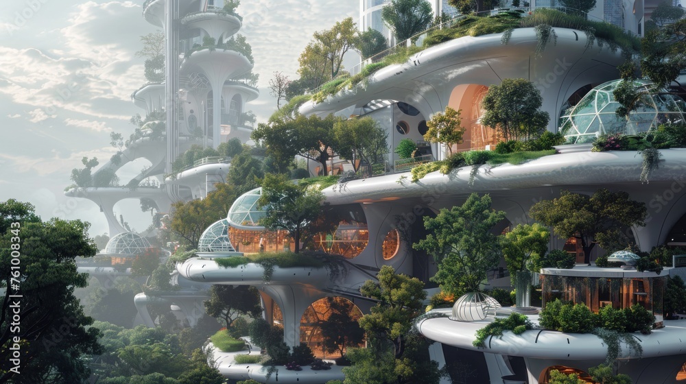An innovative eco-city concept with buildings designed to integrate ...