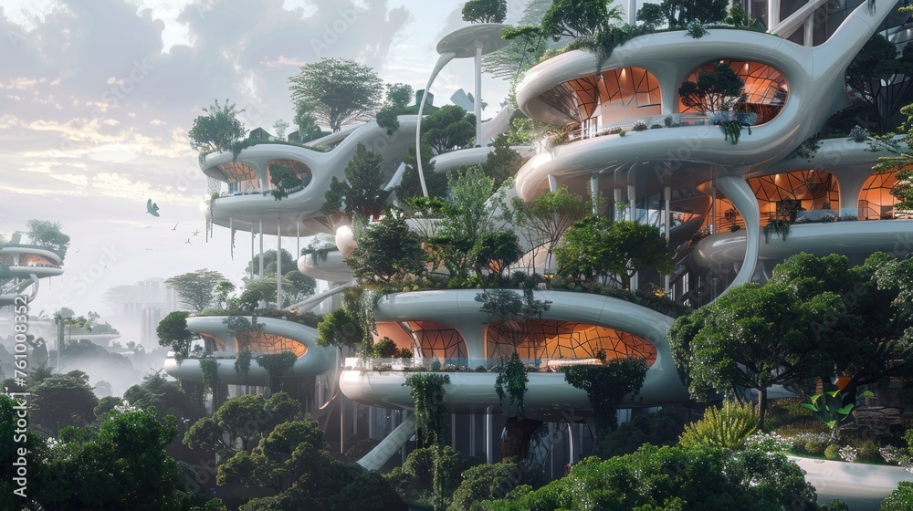 An innovative eco-city concept with buildings designed to integrate ...