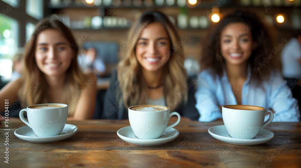 Happy business people taking a coffee break at work. People talking ...