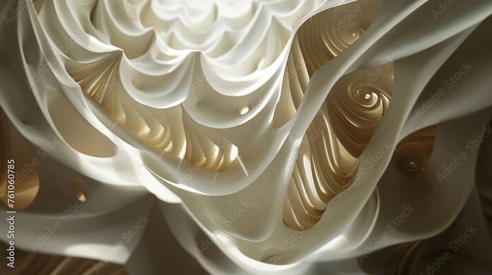 Beams of light filtering through a complex paper structure casting ...