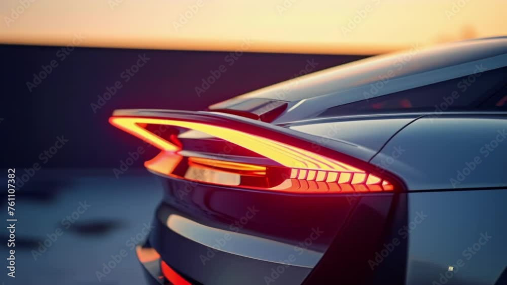 Detail shot of an electric cars rear showcasing the shape and design of ...