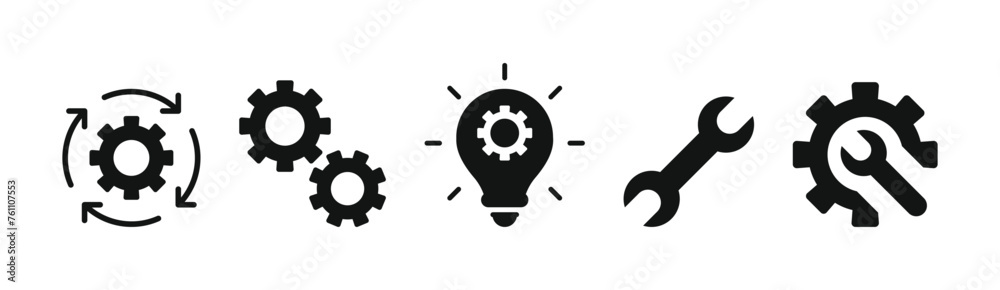 Business process icon set. Repair icon vector set , Setting gears icon ...
