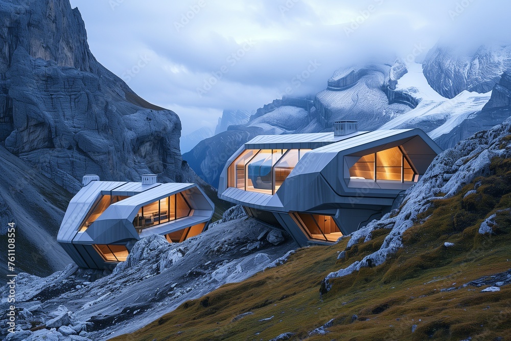 Swiss alpine huts redesigned for the future, featuring sleek lines and ...