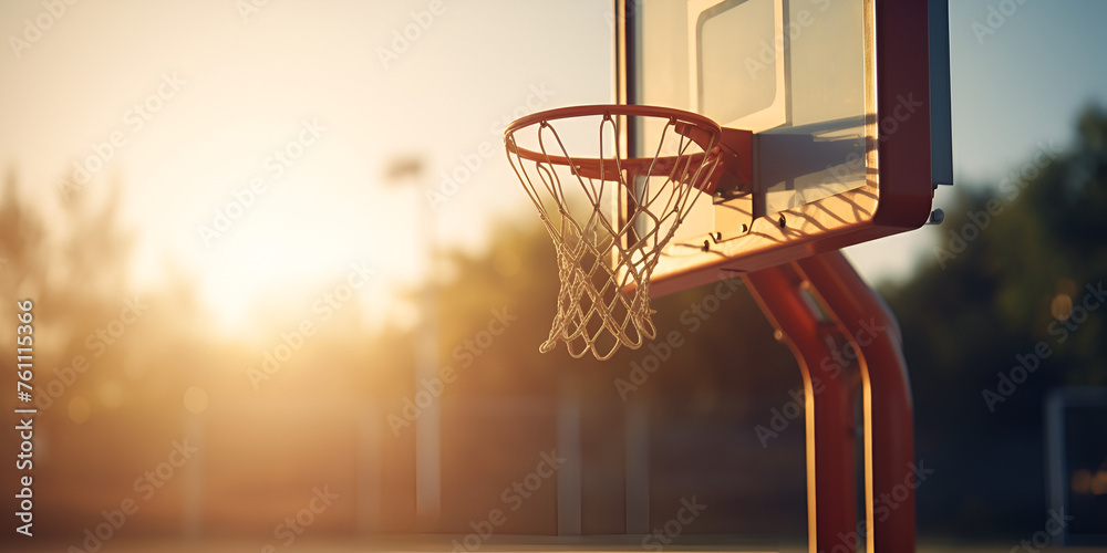 Basketball hoop shines in the sun a focal point in sports, construction ...