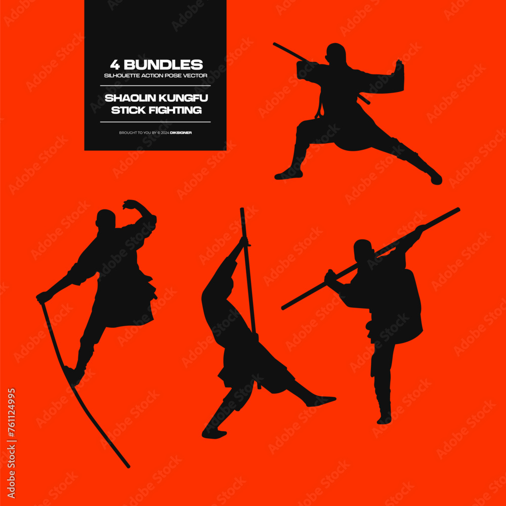 Shaolin Kungfu Stick Fighting Silhouette Action Pose Vector 02 Stock ... Shaolin Kungfu Stick Fighting Silhouette Action Pose Vector 02 Stock ...