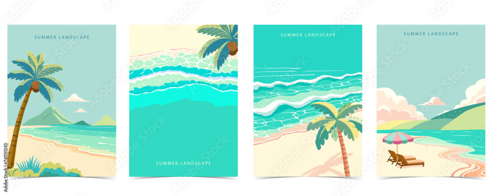 beach background with sea,sand,sky.illustration vector for a4 page ...
