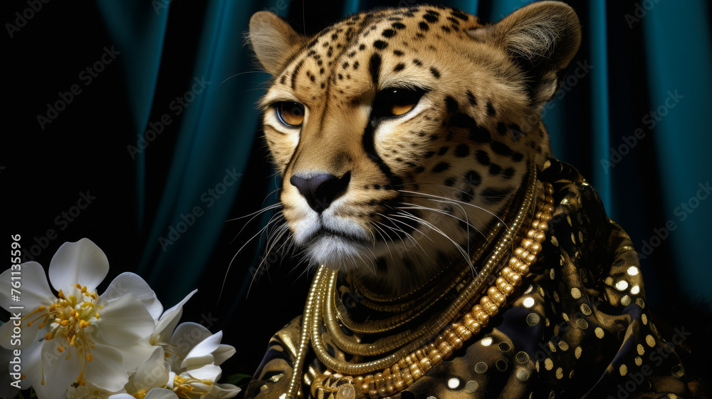 Visualize a debonair kangaroo in a tailored safari suit, accessorized ...