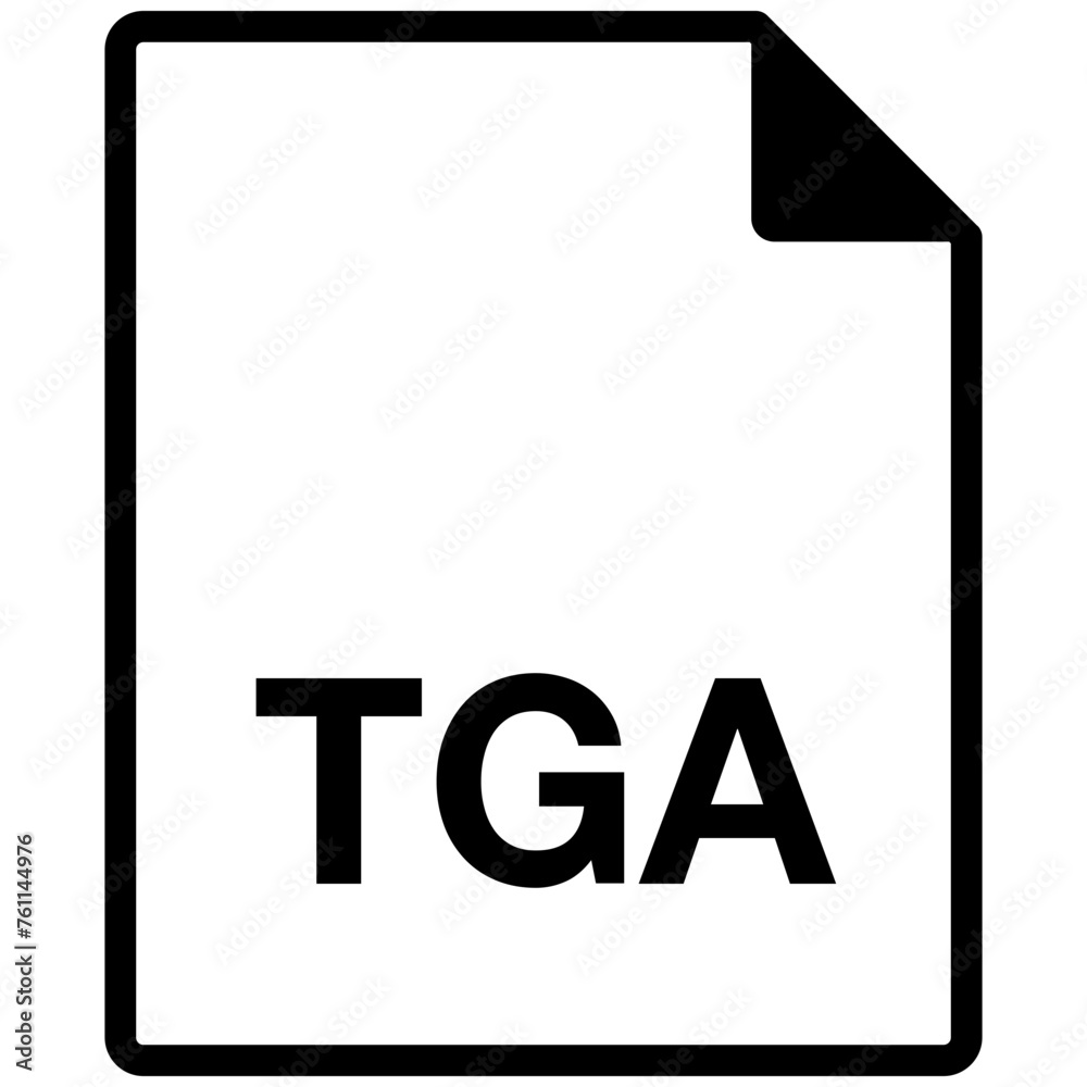 Single black TGA file line icon, simple flat design infographic ...