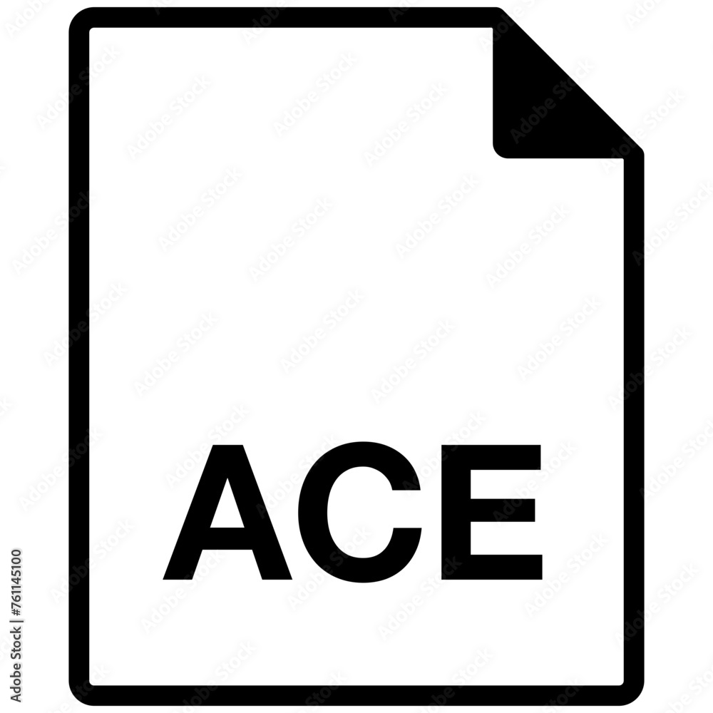 Single black ACE file line icon, simple flat design infographic ...