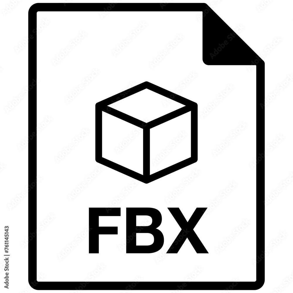 Single black FBX file line icon, simple flat design infographic ...