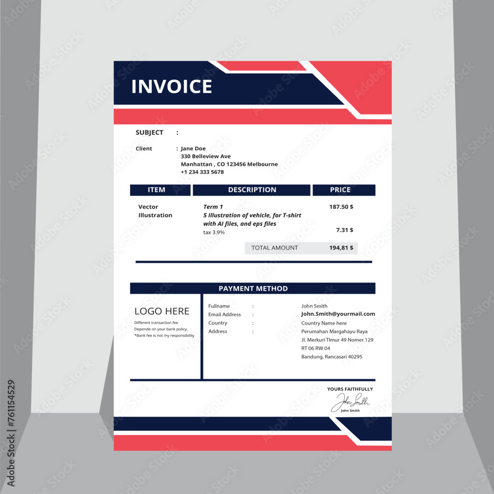 Vector Invoice templates a4 size corporate invoice design Stock Vector ...