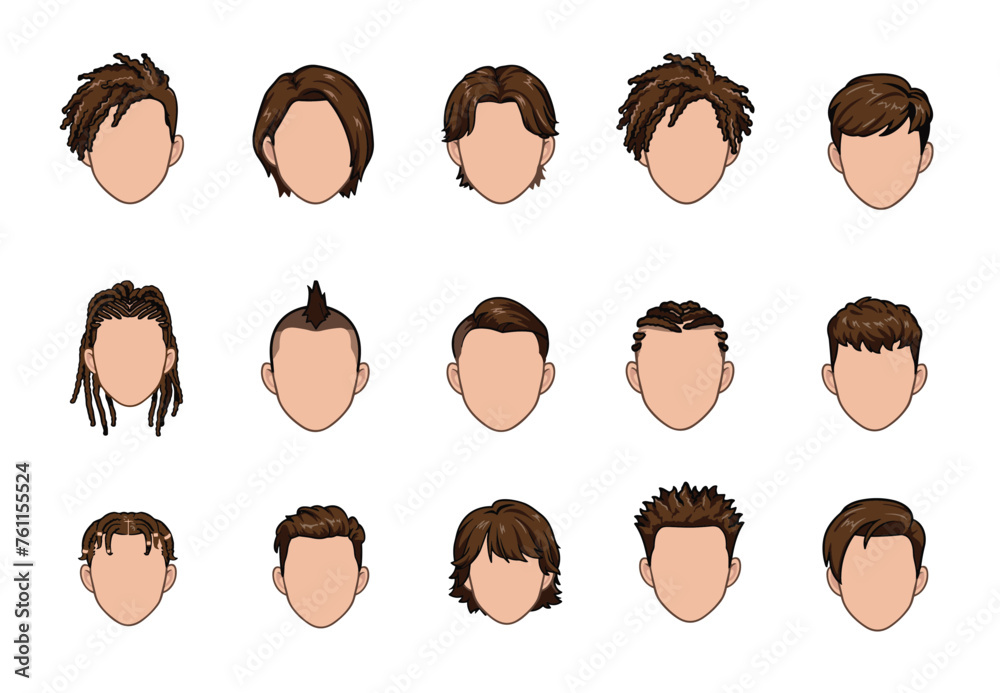 Boy hair set. cute hairstyle. Variety child modern fashion for ...