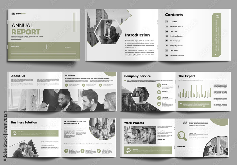 Business Annual Report Landscape Template Design Stock Template | Adobe ...