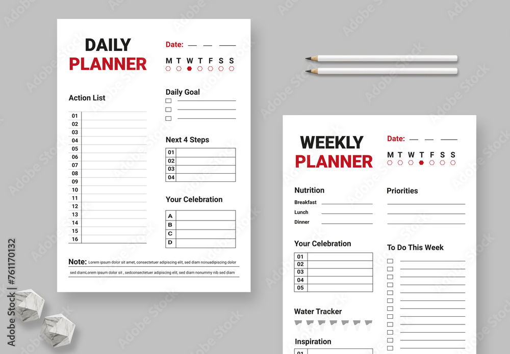 Daily and Weekly Planner Design Stock Template | Adobe Stock