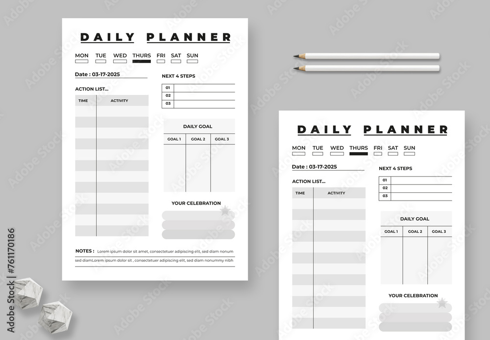 Daily Planner Template Design Stock Template | Adobe Stock