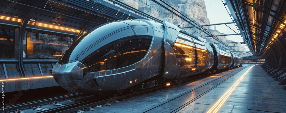 futuristic bullet train or hyperloop ultrasonic train cabsul with full ...