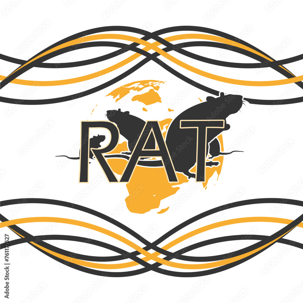 World Rat Day event banner. Bold text with rat and wavy lines on white ...