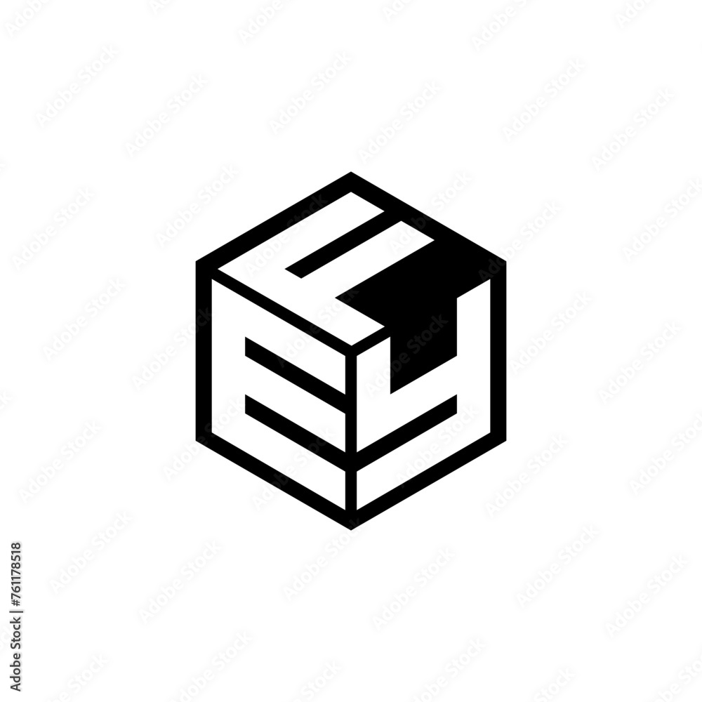 EYF letter logo design with white background in illustrator, cube logo ...