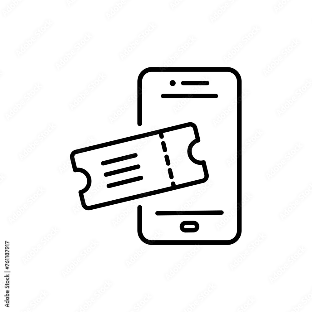 Eticket icon. Thin linear eticket outline icon isolated on white ...