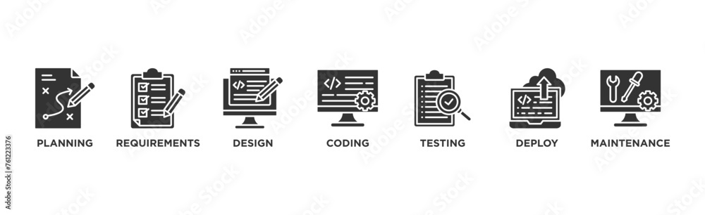 Software development life cycle banner web icon vector illustration ...
