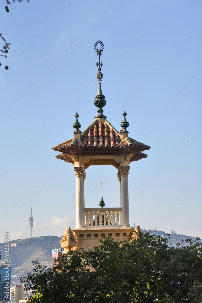 beautiful tower in barcelona with trees with the Torre de Collserola ...