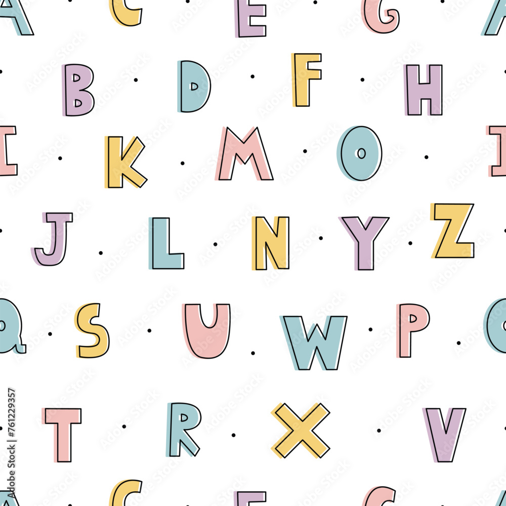 Colorful Alphabet Seamless Pattern for Kids and Classrooms Stock Vector ...