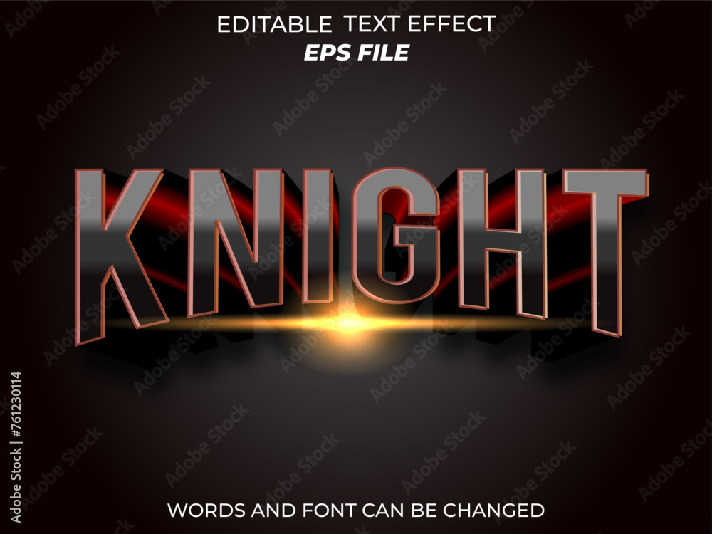 knight text effect, font editable, typography, 3d text. vector template ...