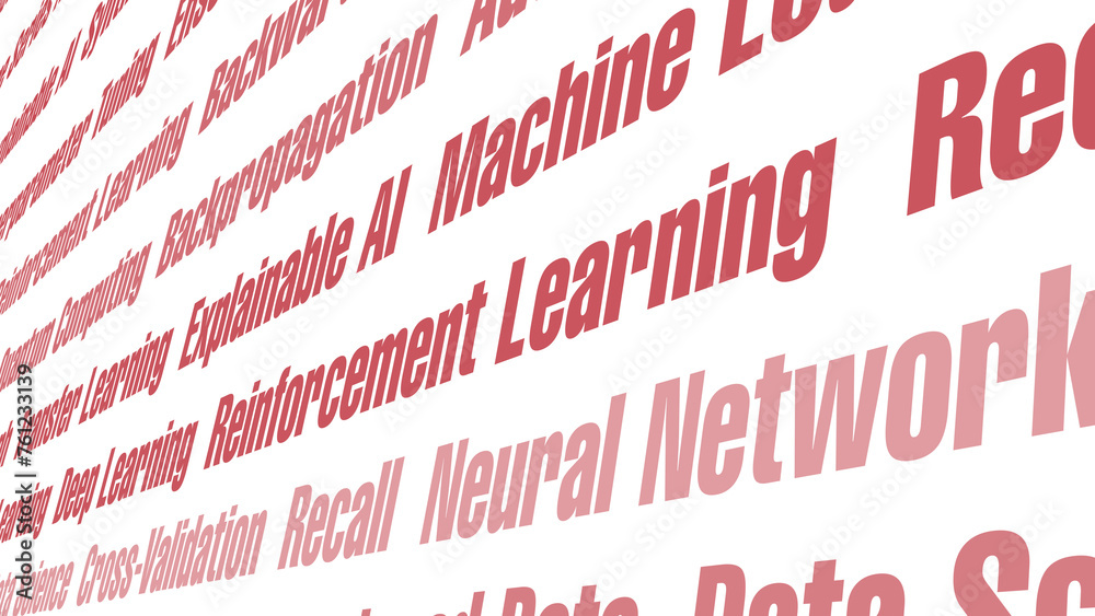 Technology meets artificial intelligence ai texts on white background with neural network and ...