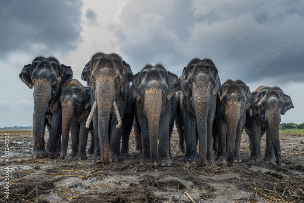 Professional Photography of a Group of Majestic Elephants Participating ...