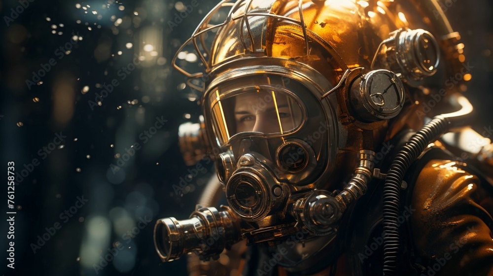 Deep Sea Explorer, Diving helmet, steampunk, underwater metropolis ...