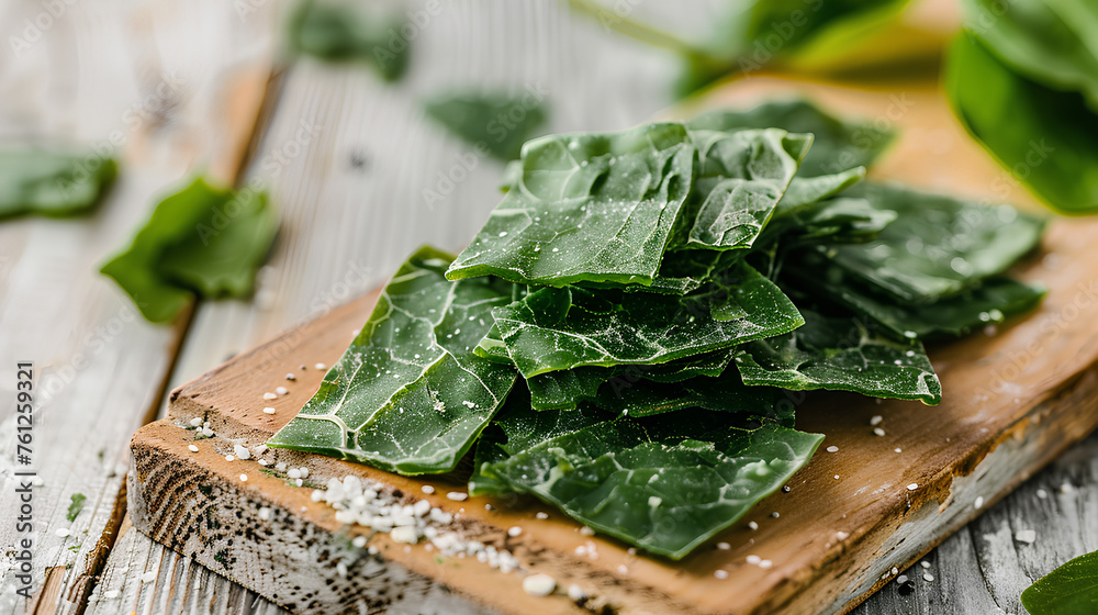 Crispy nori seaweed on a wooden board. Traditional Japanese and Korean ...