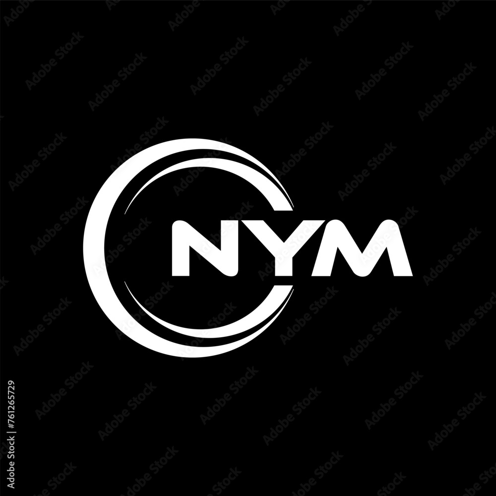 NYM letter logo design with black background in illustrator, cube logo ...