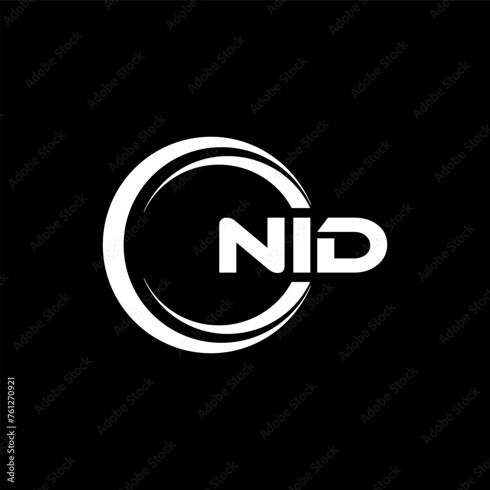 NID letter logo design with black background in illustrator, cube logo ...