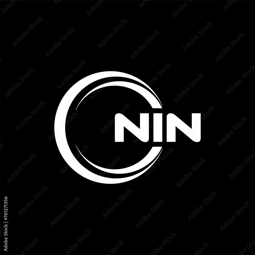 NIN letter logo design with black background in illustrator, cube logo ...