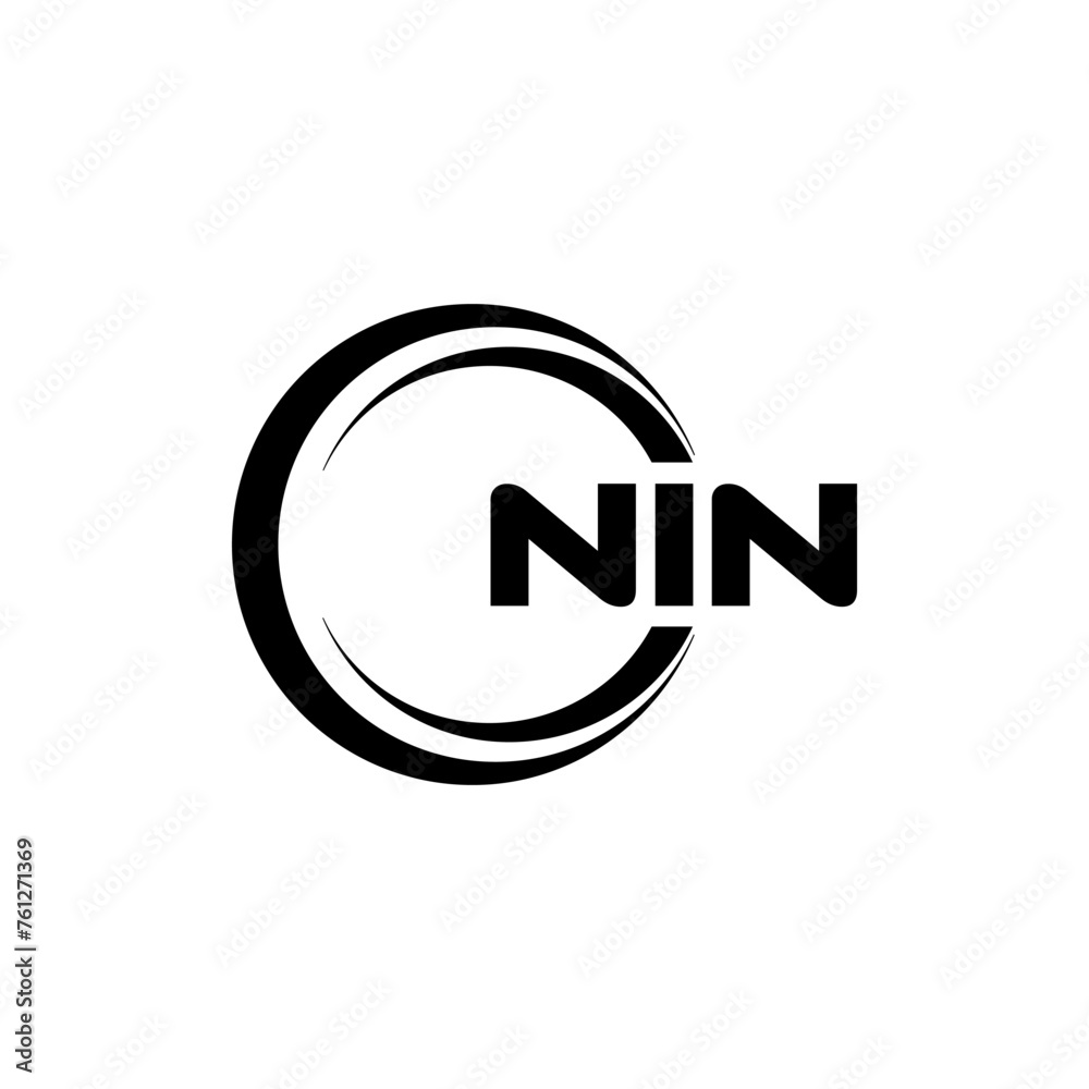 NIN letter logo design with white background in illustrator, cube logo ...