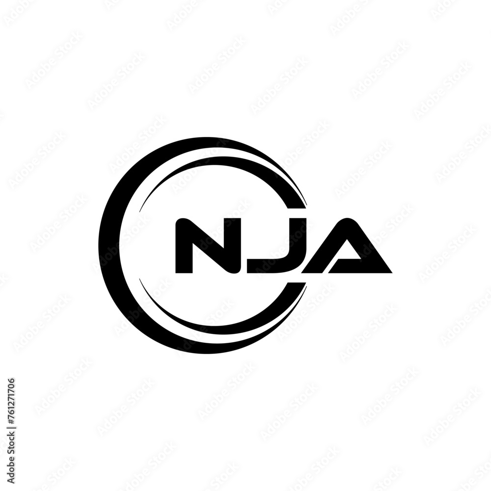 NJA letter logo design with white background in illustrator, cube logo ...