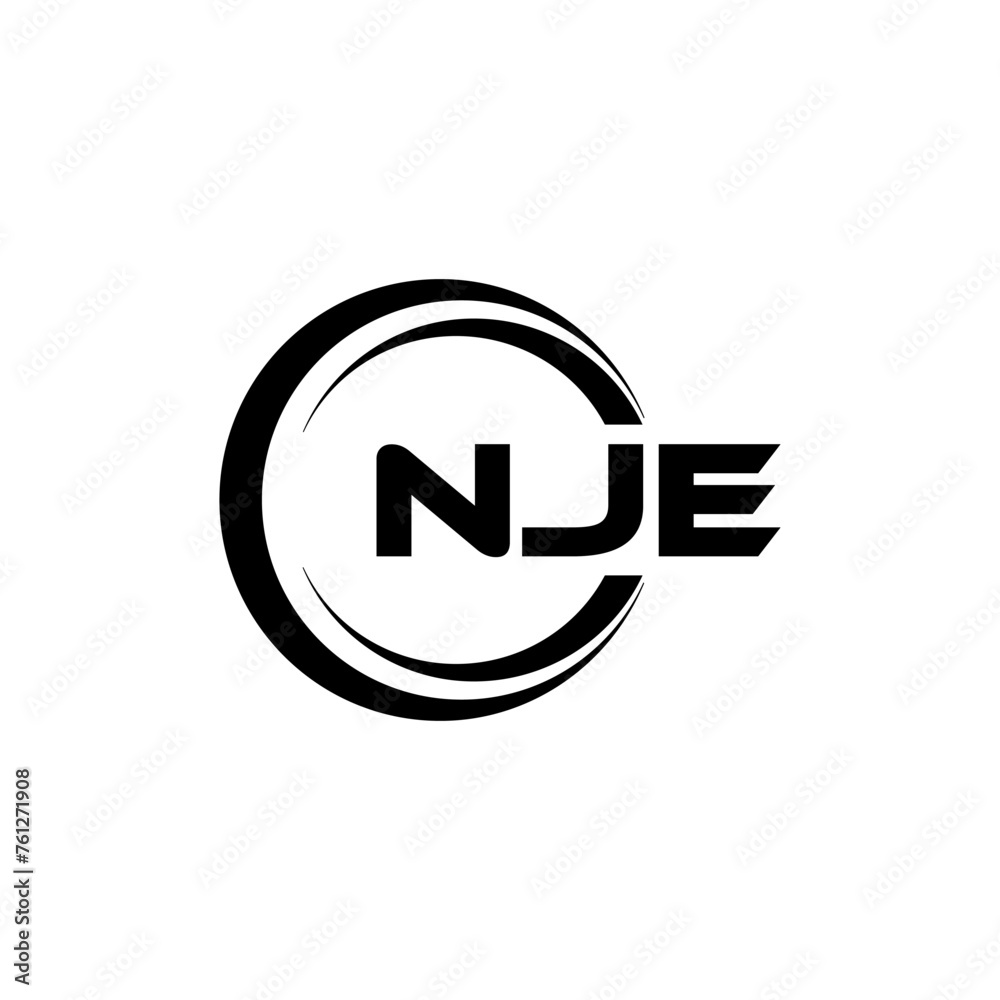 NJE letter logo design with white background in illustrator, cube logo ...
