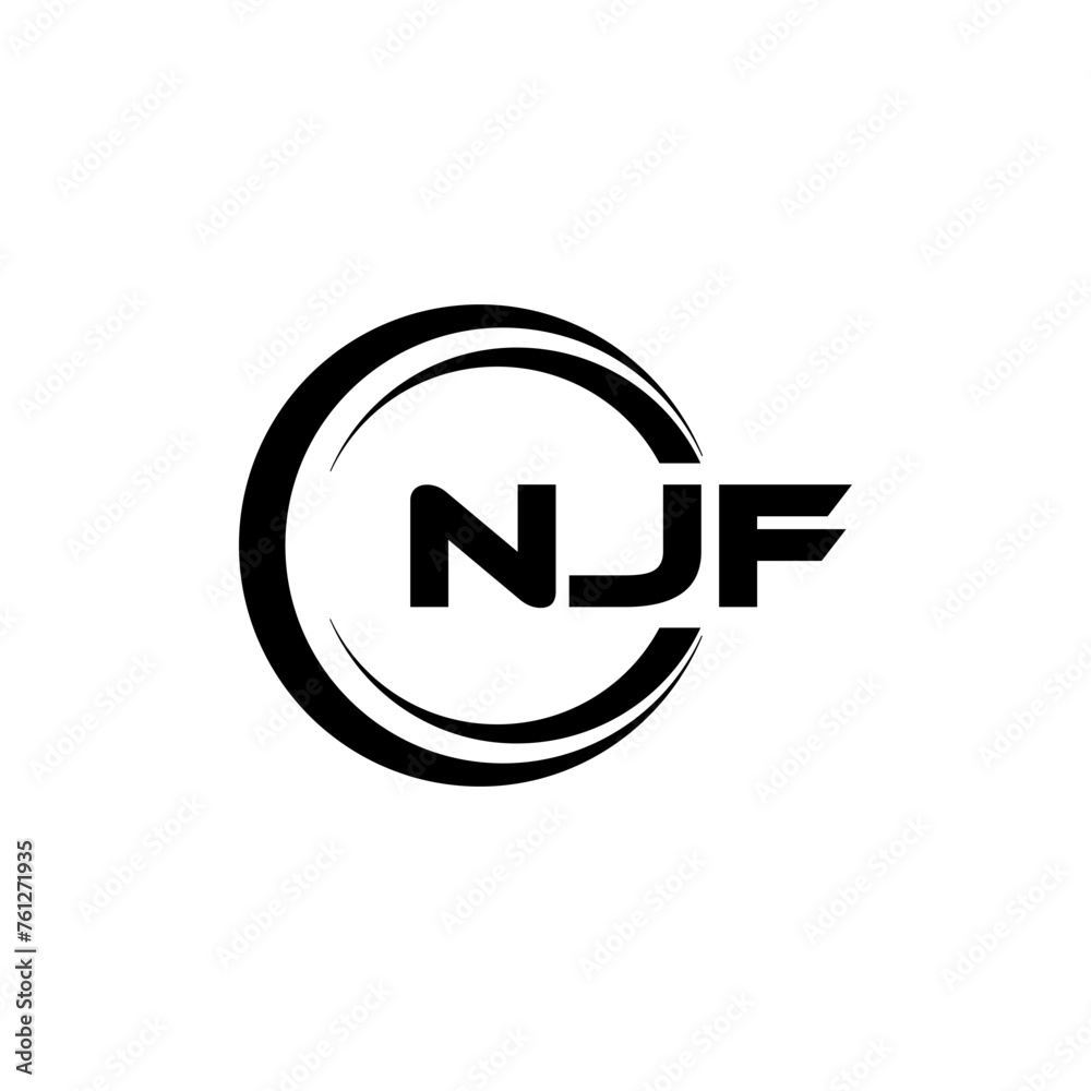 NJF letter logo design with white background in illustrator, cube logo ...