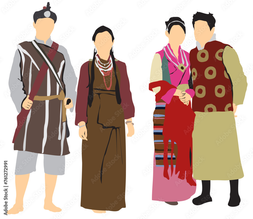 Sikkim traditional dress Stock Vector | Adobe Stock