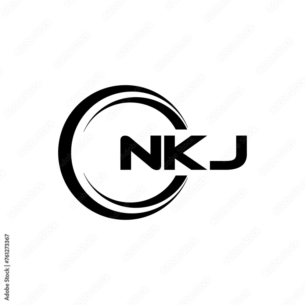 NKJ letter logo design with white background in illustrator, cube logo ...