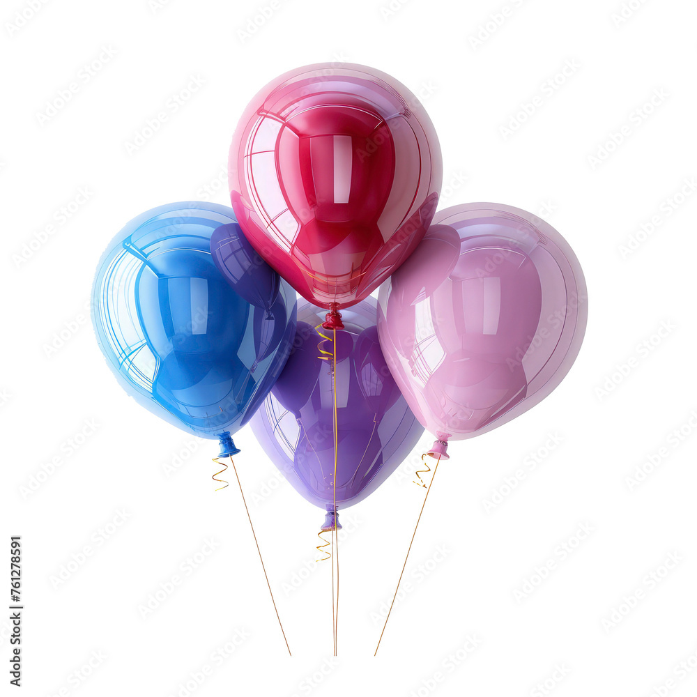 Multicolor glossy birthday balloon isolated on transparent background ...