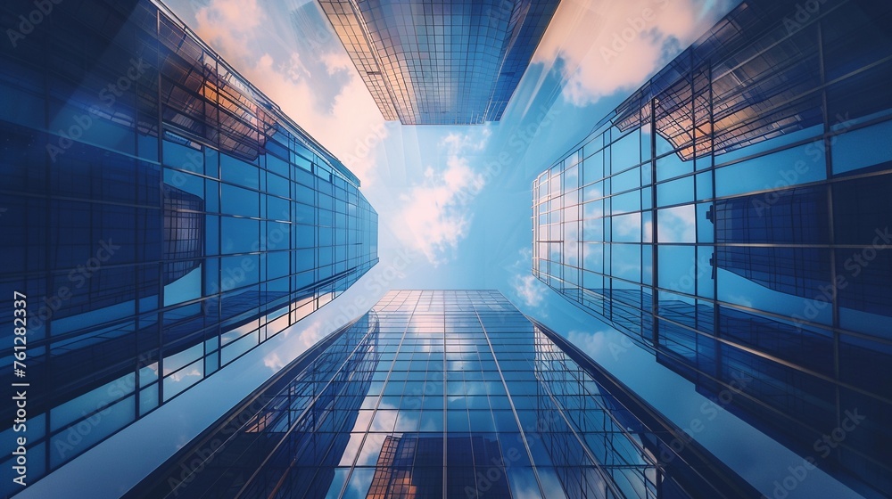 Worm's Eye View of Modern Office Building: Urban City Architecture ...