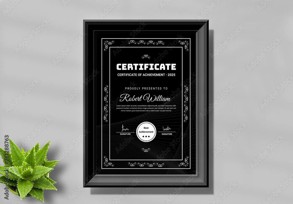 Black Certificate Layout Stock Template | Adobe Stock
