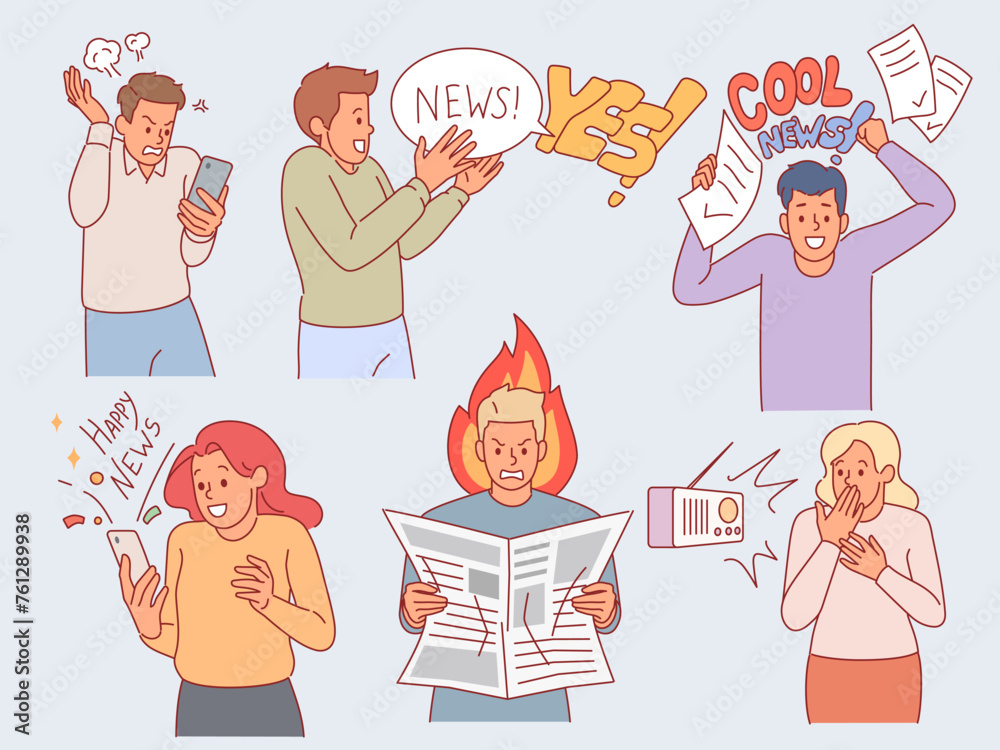 Stockvector People receive different information. Positive and negative ...