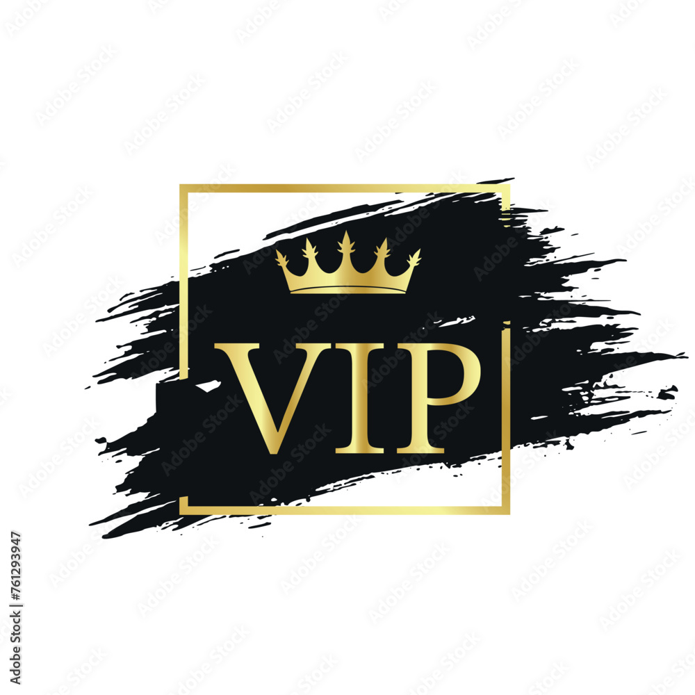 Golden symbol of exclusivity, the label VIP with glitter. Very ...