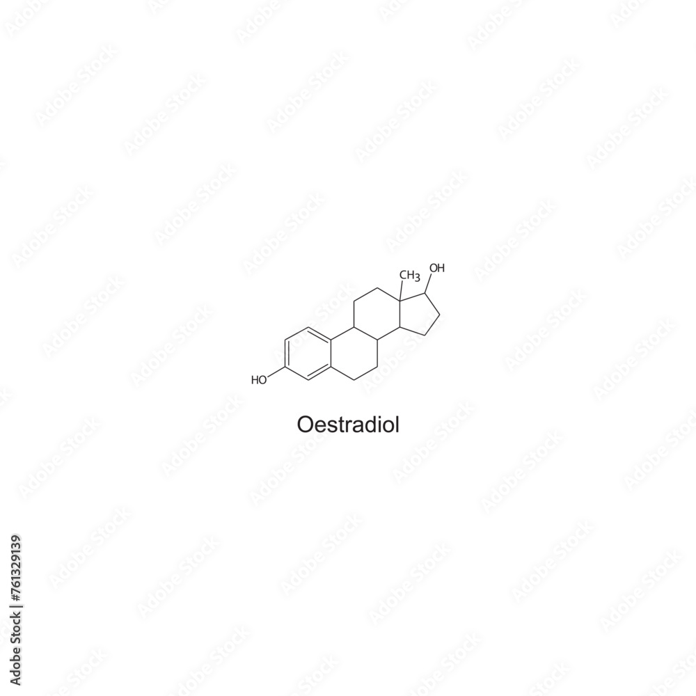 Oestradiol skeletal structure diagram.Isoflavanone compound molecule ...