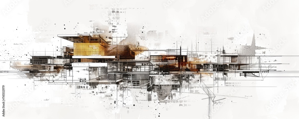 Monochromatic sketch showing a dynamic and abstract design of an ...